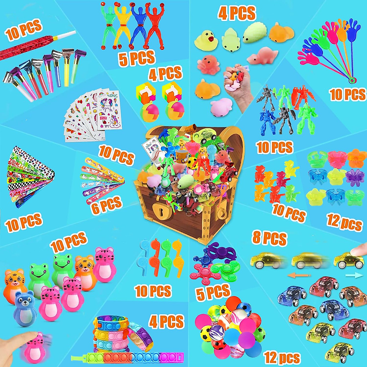 YOAUSHY 147 Pcs Party Favors for Kids, Treasure Box Toys, Classroom Prizes for Kids, Prize Box Toys for Kids, Goodie Bag Stuffers Pinata Filler, Treasure Chest Carnival Prizes Toys for Kids 4-8 8-12