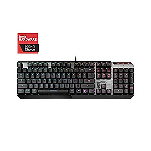 MSI Vigor GK50 Low Profile RGB Mechanical Gaming Keyboard, Kailh White Low Profile Switches, Brushed Aluminum Design, Ergonomic Keycap Design, RGB Mystic Light