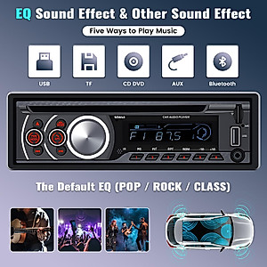 Single Din Car Stereo Bluetooth Car CD DVD Player HandsFree Calling Head Unit FM Radio Receiver USB Charging Power-Off Memory MP3 Car Player Support CD/DVD/VCD/AUX/RCA/TF Input + Remote Control