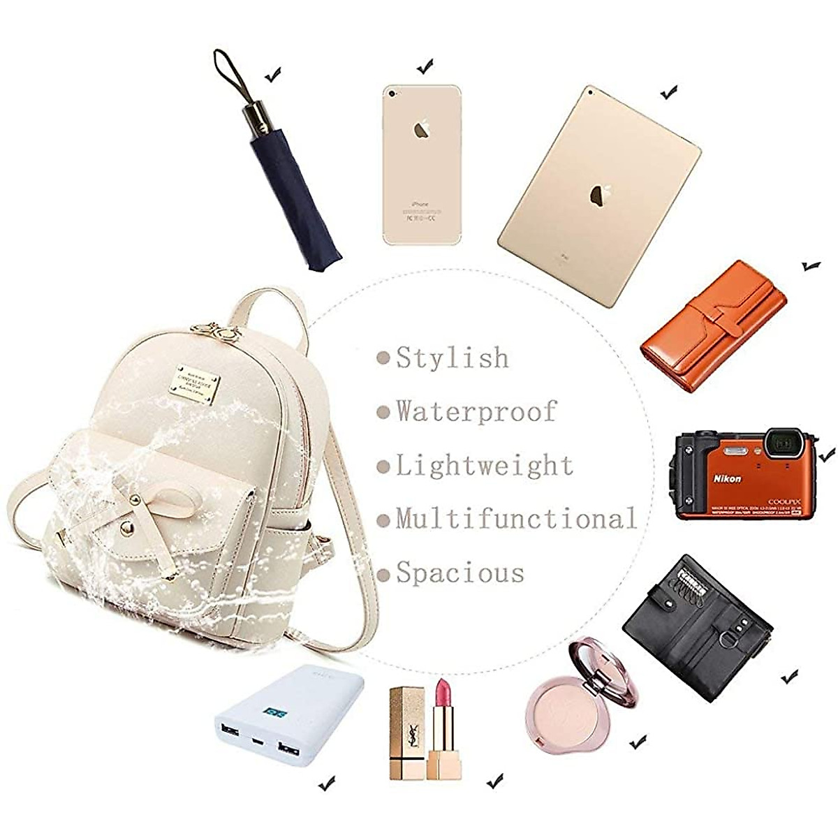 Socute Women Girls Cute Mini Leather Backpacks Fashion Small Daypacks Purses Shoulder Bag Royal Blue