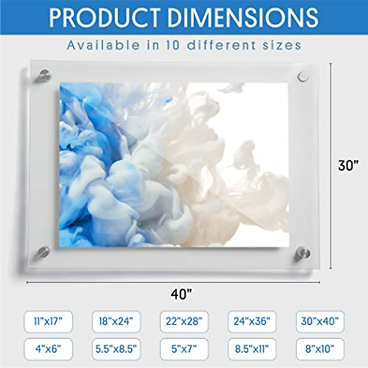 Displaybug Acrylic Frame – Standoff Floating Frame for Photos, Diplomas, Certificates, Posters – Modern and Minimalist Acrylic Picture Frame for Home and Office – Portrait or Landscape (22x28)