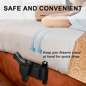 FIREDOG Bedside Holster, Bed Gun Holster for Mattress Car Desk Home Office,Fits for Glock 17 22 S&W Different Handgun Holster