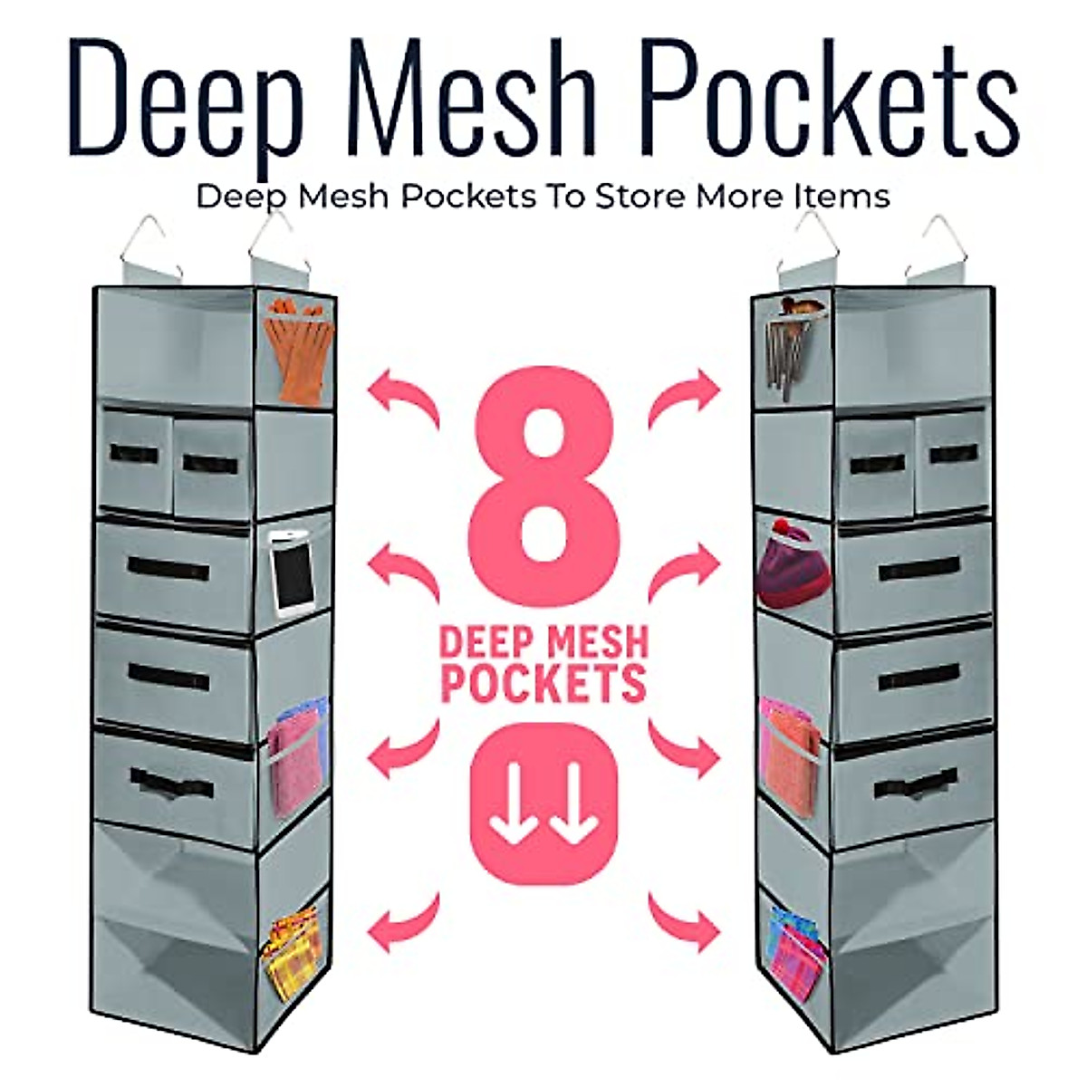 Tidy Zebra Hanging Closet Organizers with Drawers and Storage Shelves - Great Clothes Organizer for Closet, RV Storage, Perfect Storage Organization College Dorm Room Essentials for Students Dorm Room