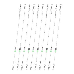 ZASIE Carolina Rigs for Fishing- Steel Fishing Leaders with Weights, Pre Rigged Carolina Rigs with Fishing Weight 1/6 oz, 10 Pcs