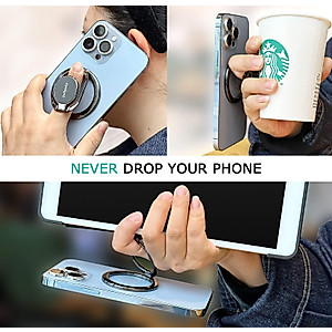 Doflyesky Magnetic Phone Ring Holder with Magsafe, Double Adjustable Gym Finger Ring Grip, Removable Phone Grip, for iPhone, iPad and Smartphones, Compatible with Magnetic Car Mount (Colorful)