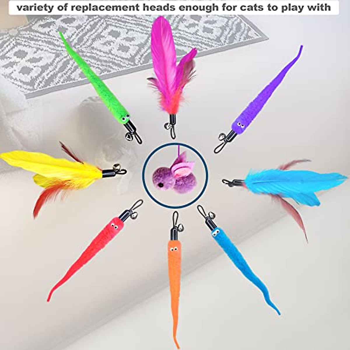 ZPH Cat Toys Interactive for Indoor Cats,2PCS Retractable Cat Wand Toys,10PCS Teaser Toys&1PCS Hanging Door Lure Cat Toy,Interactive Feather toy for Teaser Play and Chase Exercise With Kitten