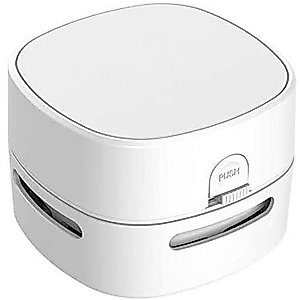 ODISTAR Desktop Vacuum Cleaner, Mini Table dust Sweeper Energy Saving,High Endurance up to 400 mins,360º Rotatable Design for Keyboard/Home/School/Office (White)