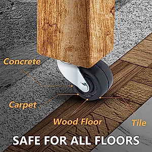 POWERTEC 17209V 1-1/2 Inch Low Profile Swivel Plate Caster Wheels with 160 lbs Total Loads, Castor Wheels for Workbench, Dolly, Cart & Furniture, Set of 4