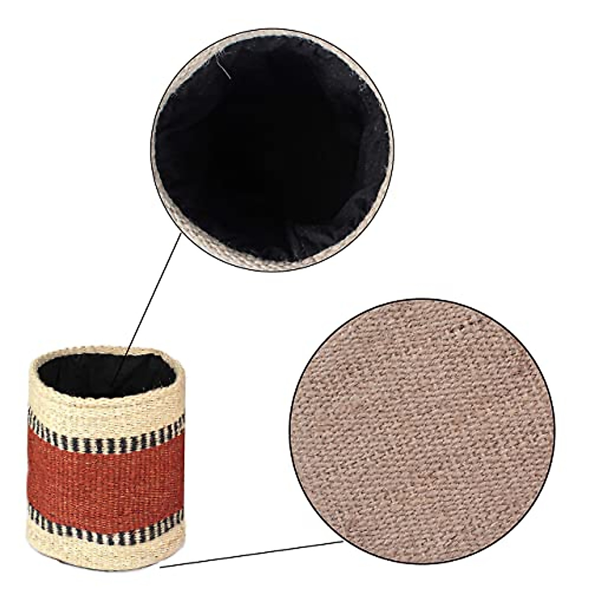 Storage Basket, Baby Nursery Hamper with Handles, Woven Basket for Blankets, Toys, Shoe, Large Jute Basket for Living Room, Kids Room (Red & Beige)