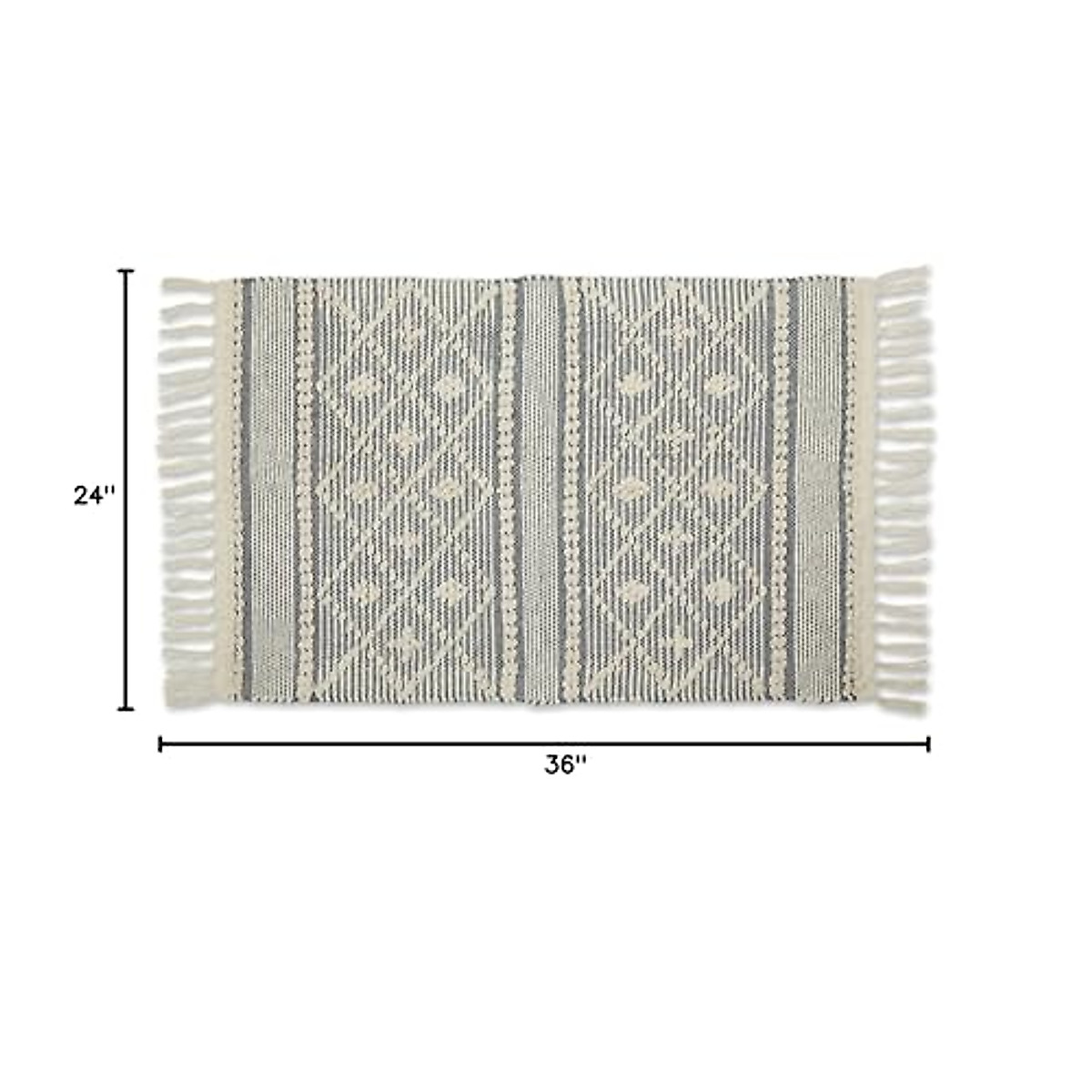 DII Woven Rugs Collection Textured Hand-Loomed with Fringe, 2x3', Gray Diamond