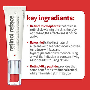 Indeed Labs Retinol Reface, Retinol Wrinkle Repair Cream - Softer, Smoother, Younger Skin - Contains Vitamin A and Bakuchiol - 1.0 fl oz