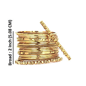 Efulgenz Boho Vintage Antique Ethnic Gypsy Tribal Indian Oxidized Gold Plated Bracelet Bangles Set Jewelry (20 pc)