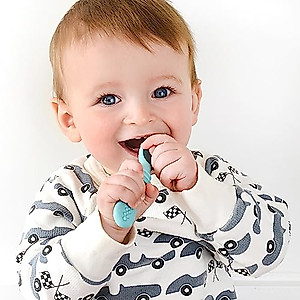 PrimaStella Silicone Chew Spoon Set for Babies and Toddlers - Safety Tested - BPA Free - Microwave, Dishwasher and Freezer Safe - Rosy Shades