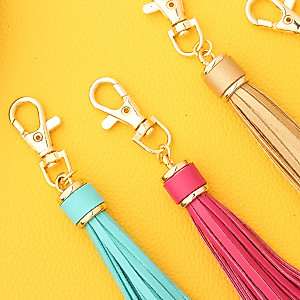 MSCFTFB 10pcs Tassel Purse Charm,Leather Keychain,Key Chain for Car Keyring Purse Accessory Bag Charm Gift for Mom(Turquoise)