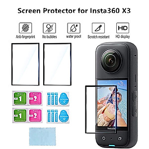 LEWOTE 7in1 Compatible with Insta360 X3 Accessories Kit[Silicone Camera Case Cover and Lens Cap][2Pcs 3D Screen Protector Film][Carrying Case Bag with Auto Locking Carabiner and Anti-loss Lock]