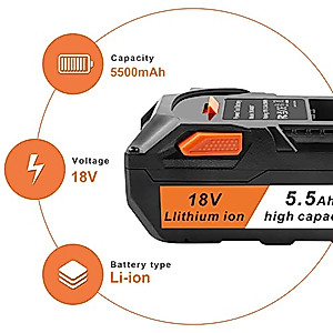 ARyee 2PACK 18-Volt 5.5Ah Lithium Ion Battery Replacement for RIDGID R840087 R840083 R840086 R840084 AC840085 AC840087P RIDGID 18V Drill (2)