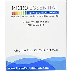 Micro Essential Hydrion CM-240 Chlorine Test Paper with Dispenser, 10-200ppm (Case of 10)