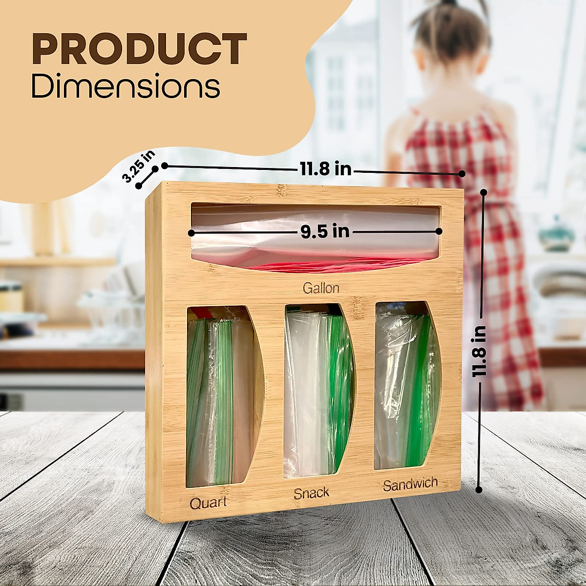 Spread Pixie Dust Bamboo Kitchen Caddy, Rustic Whimsical, Brown