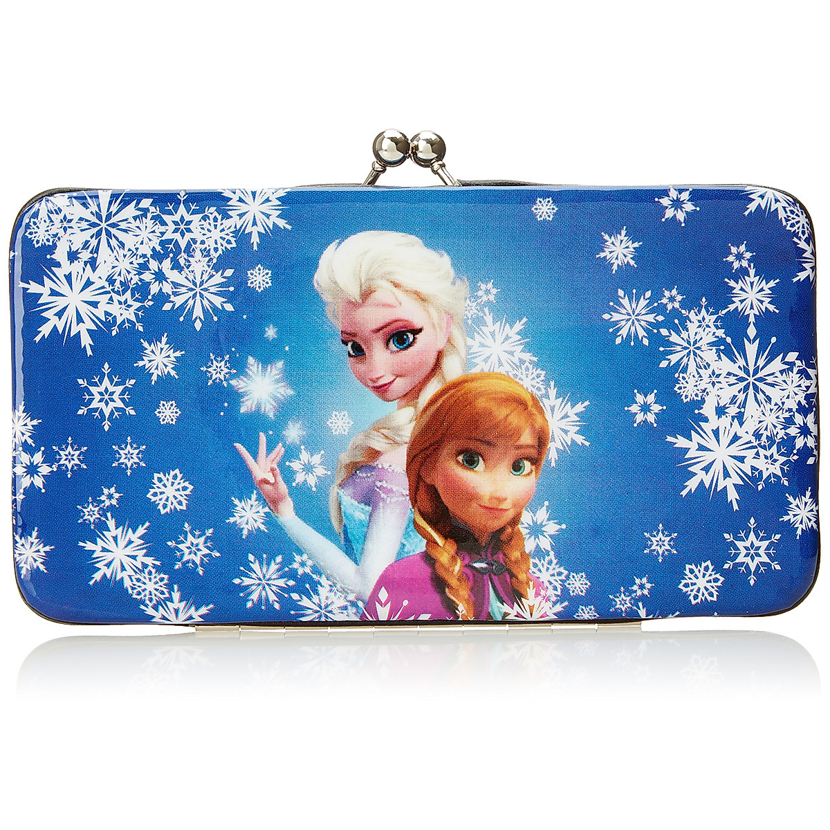 Concept One Handbags Frozen Sublimation Print Snowflake Kiss Lock Wallet, White, One Size