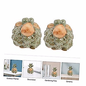 HANABASS Home Decor Home Home 2 pcs Flowerpots Alpaca Cute Bonsai Sheep Cartoon Pots Ceramic Animal Holder Mini Drainage Planter with Planters Indoor Plants Creative Desk Pot Lama Shaped Home Decor