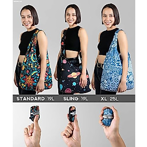 Nanobag - Ultra-Lightweight Compact Tote Shopping Bag - Reusable, Tiny and Eco-Friendly Foldable Multipurpose and Stylish (Standard, Black)