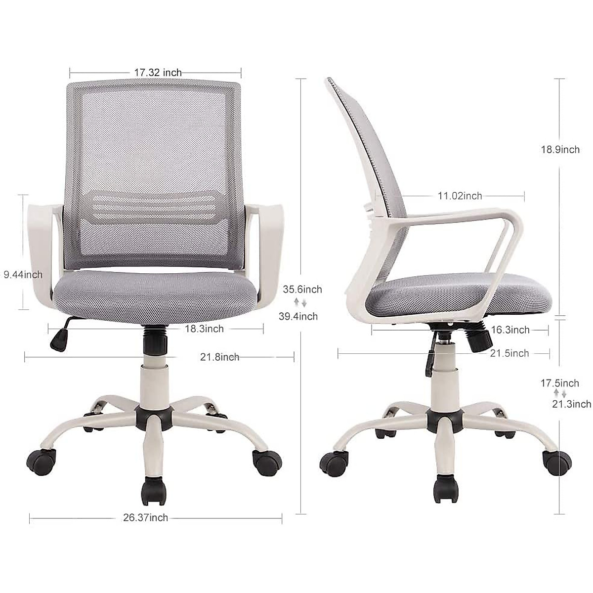 Office Chair, Desk Chair Home Office Chair Mesh Computer Chair Ergonomic Office Chair with Lumbar Support Armrests, Mid Back Task Chair Adjustable Swivel Rolling Chair for Home Office, Living Room