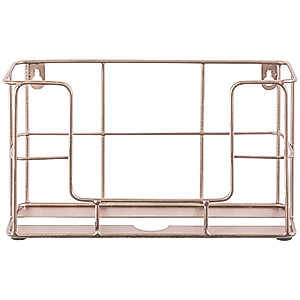 MyGift Wall Mountable Copper Tone Metal Wire Dispenser for Z-Fold, C-Fold and Trifold Paper Towels, Tabletop or Hanging Folded Disposable Hand Towel Tray Holder Rack