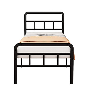 Fly-CTsoar 18 Inch Twin Bed Frames with Headboard and Footboard Heavy Duty Metal Platform, No Box Spring Needed, Easy Assembly Mattress Foundation, No Noise, Black