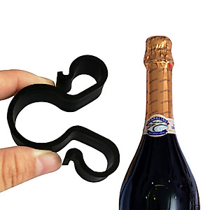 Champagne Bottle Clip yyangz 24PCS Champagne Bottle Double Holder Safety Clips for Candel Birthday Wedding Party Supplies, Champagne Bottle Extender Clips Sparklers, Black Plastic Bottle Service