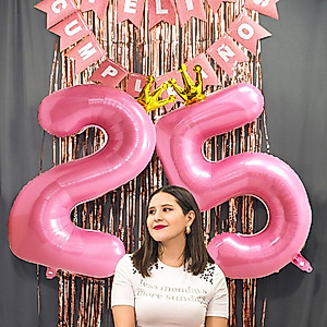 Digit Five Balloon Pink Crown Balloon 5 Year Old Sign Decor, Number 5 Foil Balloon 5th Birthday Balloon Decorations 5 Number Balloons for Wedding Bridal Shower Engagement Photo Shoot Anniversary