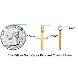 10k Yellow Gold Cross Pendant Charm SMALL - 1 Inch - 24mm x 12mm - Jewelry Gifts For Women Wife Mom Gifts For Men Husband Dad