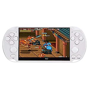5.1 inch Multi-Function Retro Game Console Handheld Game Console 7700 Games Support Arcade/CPS/fc/SFC/gba/gbc/gb/sega Emulator Games can be archived with Rechargeable Lithium Battery (White)