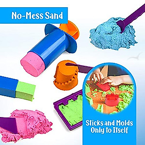 LITTLE CHUBBY ONE Kids Play Sand Castle Set - 3 Lbs Sand - Toy Magic Sand Set - 10 Molds - Mess Free Play for Girls and Boys - Ideas for Children Activities Age 3 4 5 6 7 8 9 10
