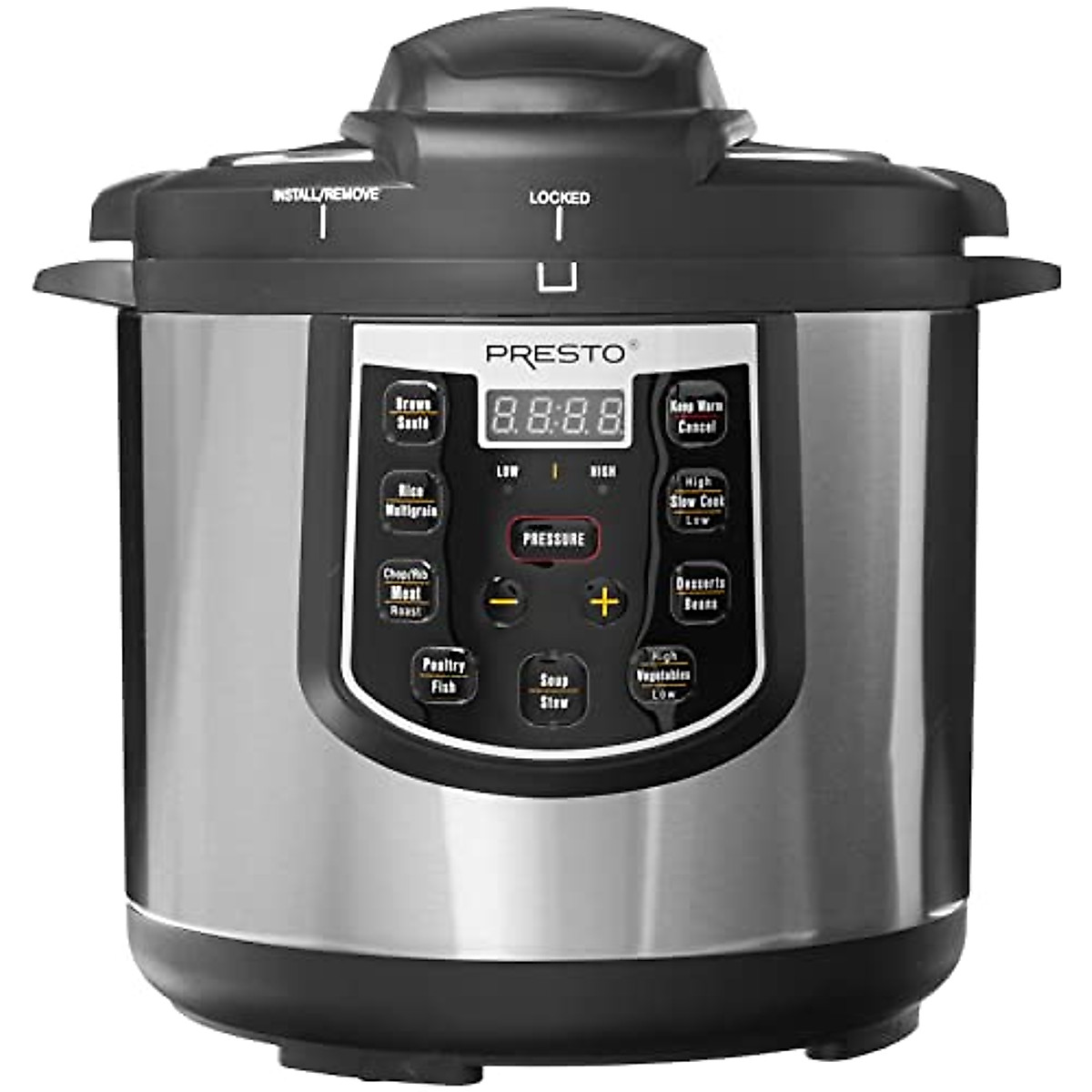 Presto 02141 6-Quart Electric Pressure Cooker, Black, Silver, Stainless steel