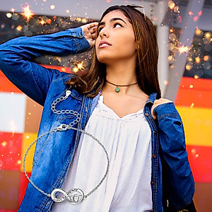 SOULMEET Sister Bracelet for Birthday Christmas Gifts, Sterling Silver Sister Gifts from Sister, Sisters for Eternity Jewelry Gift for Best Sisters (Infinity)