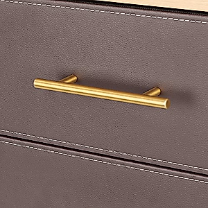 GAJUST End Table with 2 Drawers and Gold Pull Handle, Sturdy Metal Frame, Wood Top, Adjustable Legs