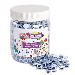 Colorations Wiggly Googly Eyes, Best-Seller, Value Pack with Storage, Regular, Black & White, Arts & Crafts, for Kids
