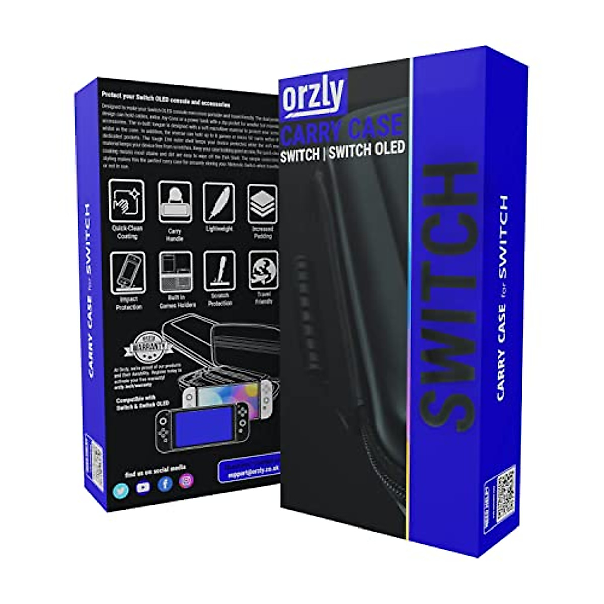 Orzly Carrying case for Nintendo Switch OLED and Switch Console - Midnight Blue Protective Hard Portable Travel case Shell Pouch for Nintendo Switch Console & Accessories