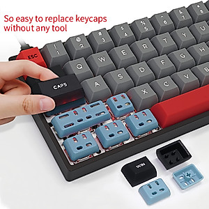 Guffercty kred GK61 60% Mechanical Keyboard 60 Percent Custom Hot Swappable Gaming Keyboard with RGB Backlit NKRO Type-C Cable for Win/PC/Mac (Gateron Optical Red, Dolch)