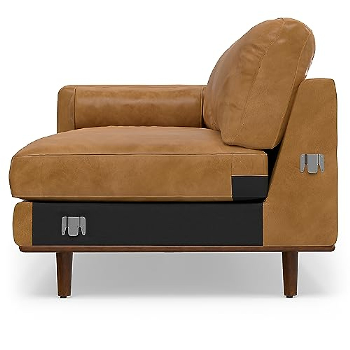 SIMPLIHOME Morrison Right Sectional Sofa in Full-Grain Genuine Leather, Sienna, 102-inches Wide, L-Shaped Leather Couch with Right Chaise for the Living Room and Family Room