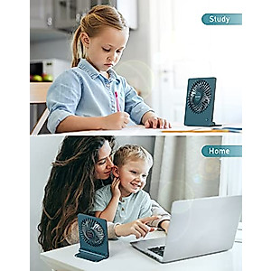 FARADAY Small Table Fans Rechargeable Portable 180°Tilt Folding Desk Fans Battery Operated Personal Fan Ultra Quiet For Home Bedroom Office Desktop, 3 Speeds (Deep Green)