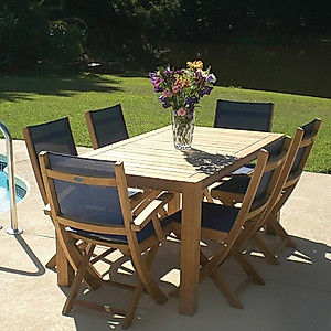 Royal Teak Collection SMCG Sailmate Teak Sling Folding Arm Chair, Gray, 24-Inch