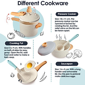 BUYGER Pretend Play Kitchen Accessories Toys Set, Cookware Pots and Pans Cooking Utensils Playset Gifts for 3 4 5 Years Old Kids Girls Boys Toddler