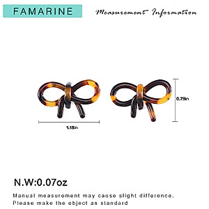 Tortoise Shell Ribbon Bow Tie Stud Earrings Acrylic Resin Lucite for Women Fashion Jewelry
