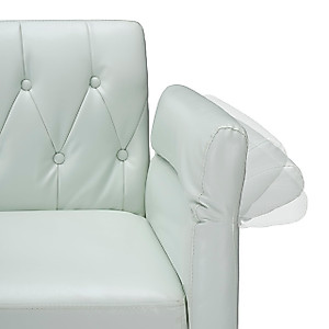 Jintop 67.71 Inch Waterproof Faux Leather Upholstered Sleeper Sofa-Bed and Adjustment Armres,Tuffed Button Couch Chaise w/Metal Legs & Pillows,for Dorm,Apartment,Studio,White, 67.71"