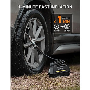 AstroAI Tire Inflator Portable Air Compressor Air Pump for Car Tires - Car Accessories, 12V DC Auto Pump with Digital Pressure Gauge, 100PSI with Emergency LED Light for Bicycle, Balloons