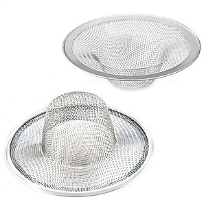 2 Pcs Heavy Duty Stainless Steel Slop Basket Filter Trap, 3.54" Top / 1.65" Mesh Metal Sink Strainer, Perfect for Kitchen Sink/Bathroom Bathtub RV Wash Basin Floor Drain Balcony Drain Hole