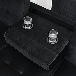 Yoglad L Shaped Furniture Set, 5-Seater Sectional Sofa with Reversible Chaise, Corner Sofa Set with Ottoman, for Apartment, Living Room, No Assembly Require (107.5 Inch Chenille, Red)