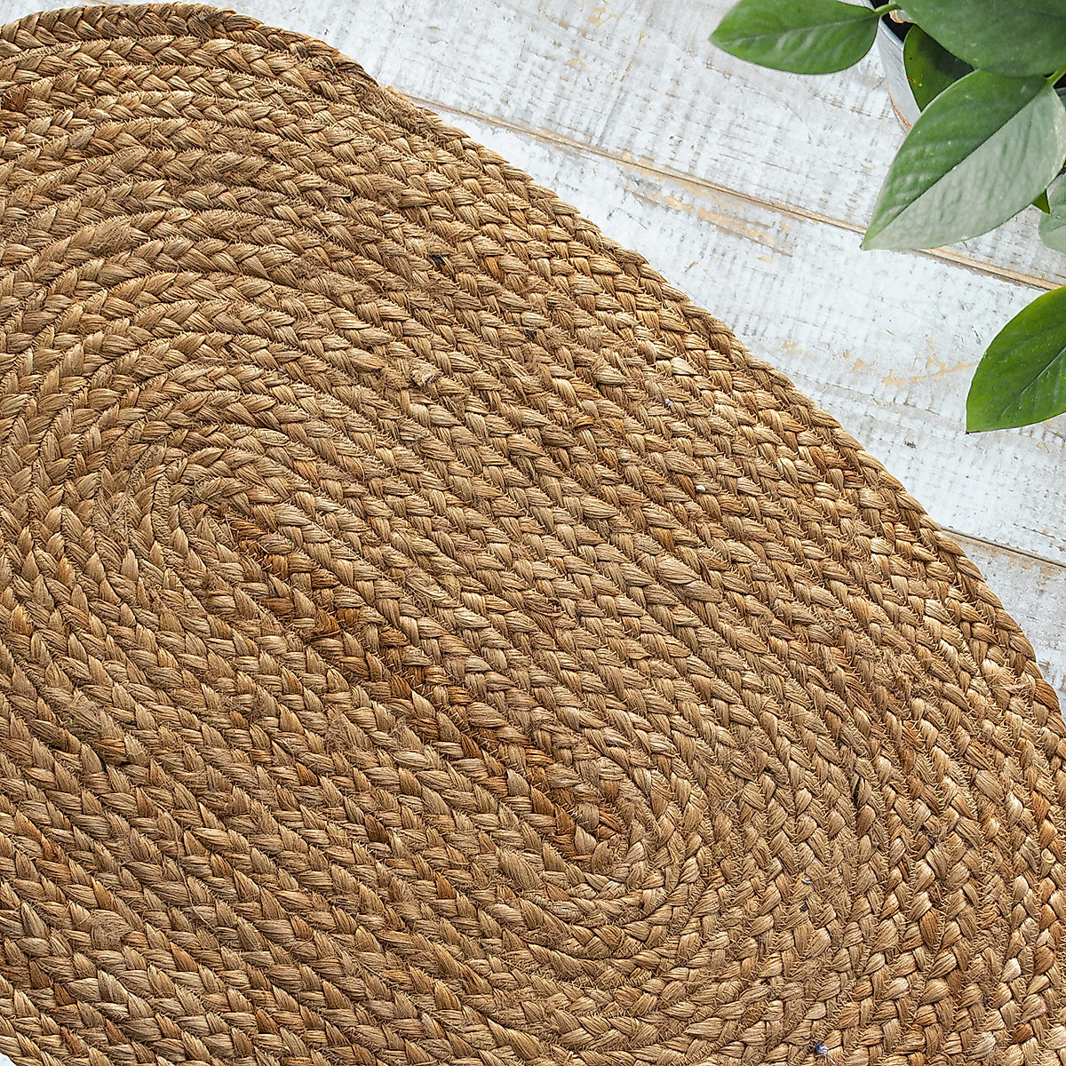 Chardin home Farmhouse Jute Braid Oval Rug | Perfect as Doormat| Great for Porch, Kitchen, Meditation mat, Study, dorms | 18x30 inch Small Artisanal Handcrafted mat
