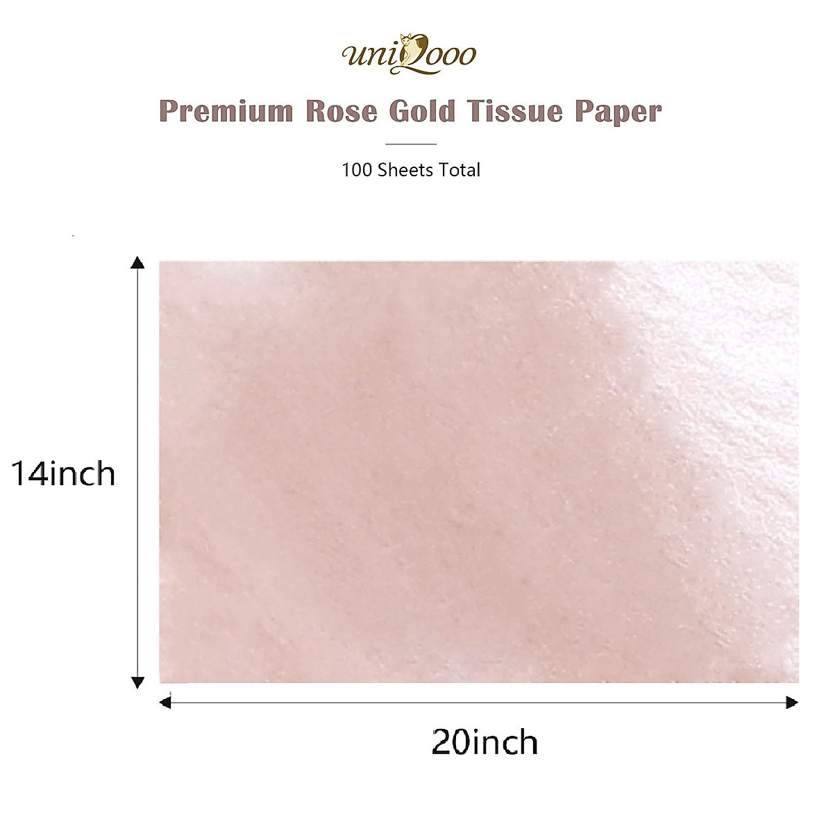 UNIQOOO 100 Sheets 20X14 Premium Metallic Rose Gold Champagne Gold Tissue Gift Wrap Paper Bulk Recyclable Gift Wrapping Accessory - Perfect for Small Gift Bags, Wedding, Party, DIY Craft